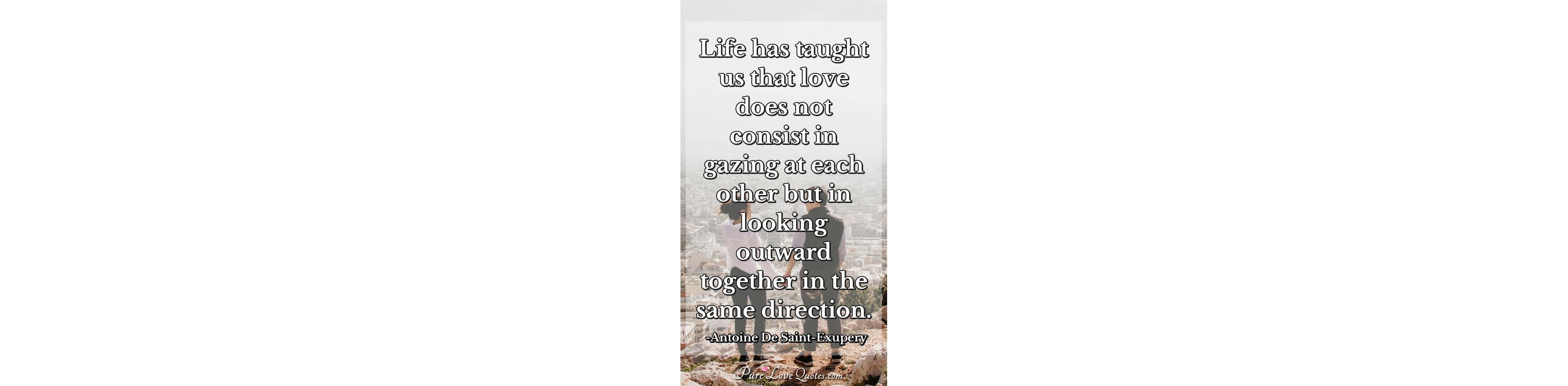 Life Has Taught Us That Love Does Not Consist In Gazing At Each Other