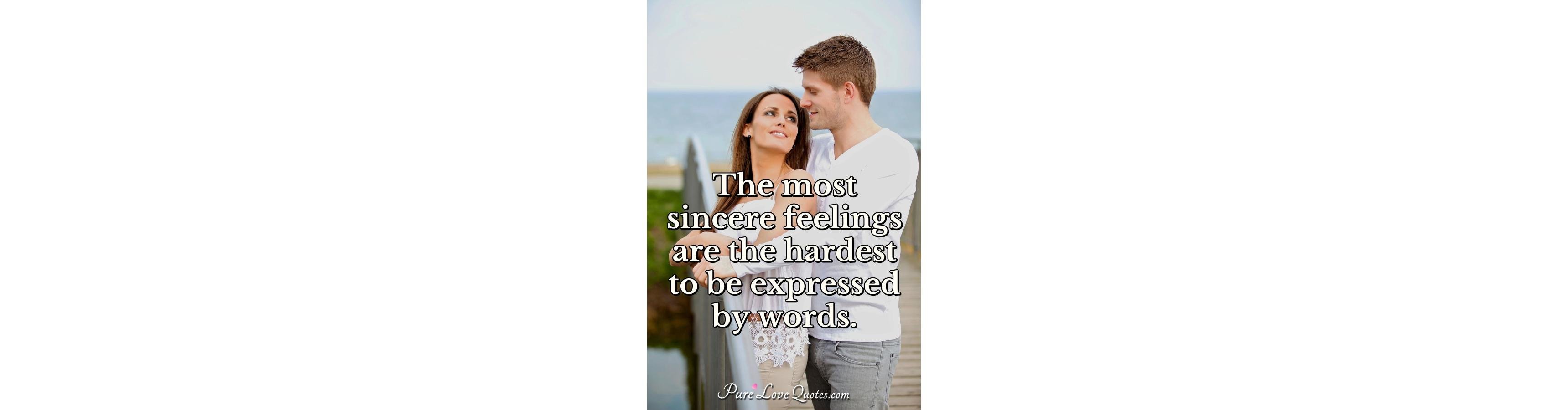 The most sincere feelings are the hardest to be expressed by words ...