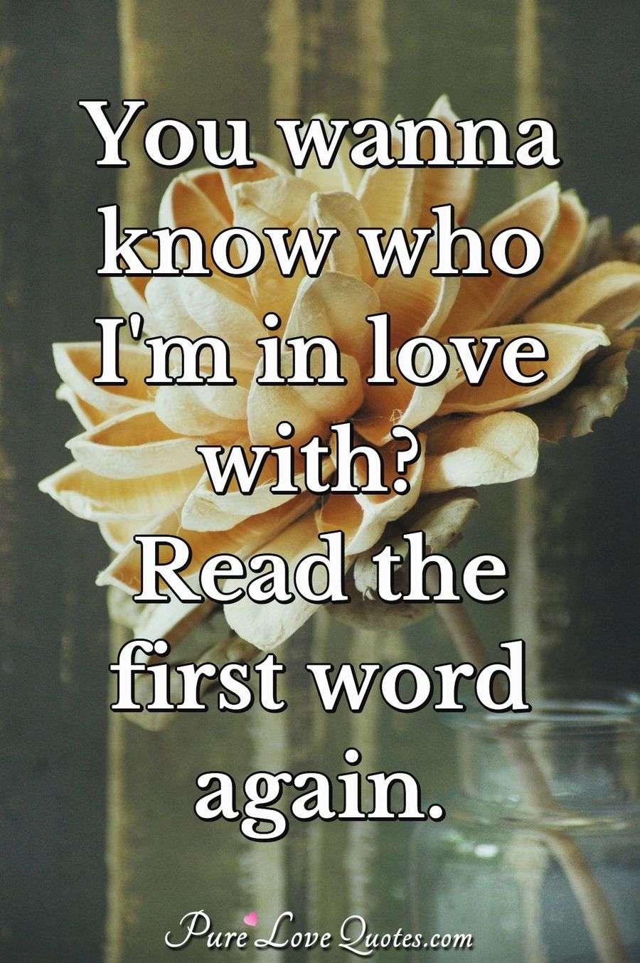 You wanna know who I'm in love with? Read the first word again ...